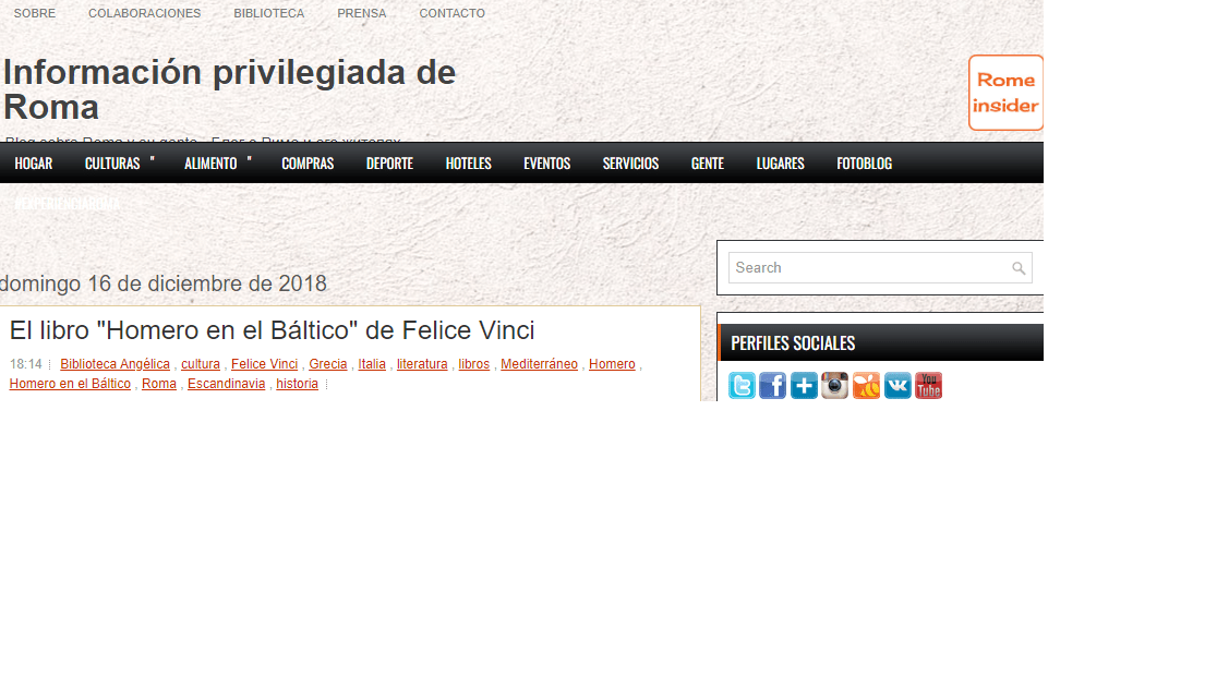 El blog Rome Insider detalla la comparecencia de Felice Vinci en la Biblioteca Angélica de Roma ...